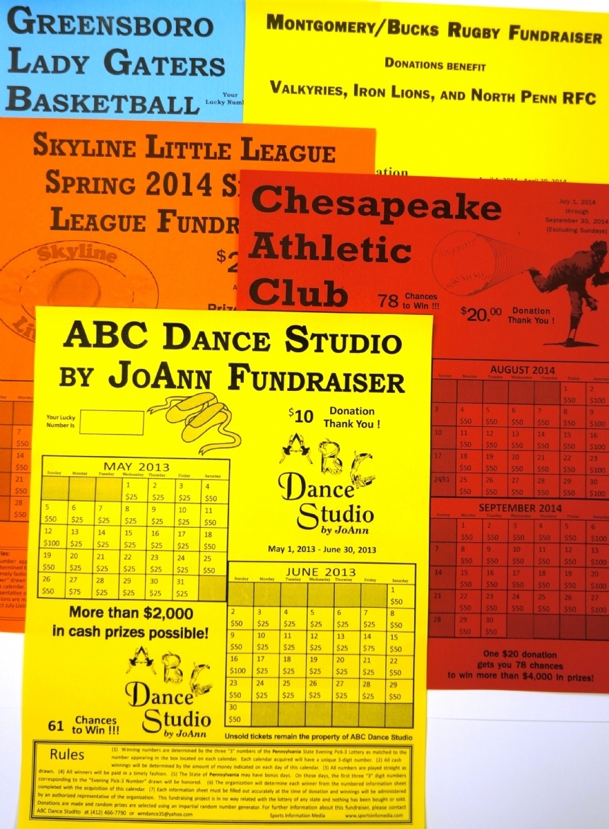Monthly Lottery Calendar Fundraiser Printable Blank Calendar Template