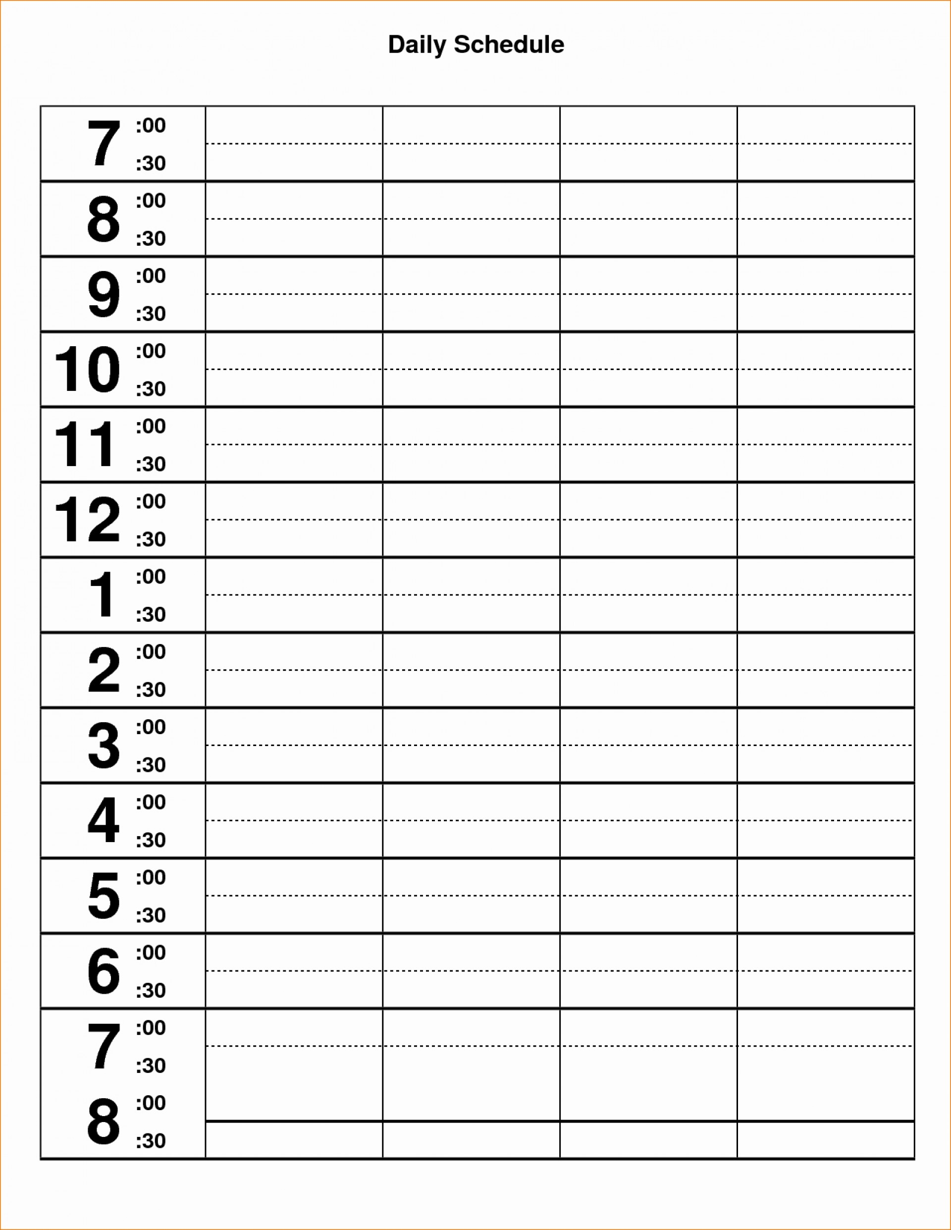 Incredible 30 Minute Increment Schedule Template Excel Printable Incredible 30 Minute Increment Schedule Template Excel Printable