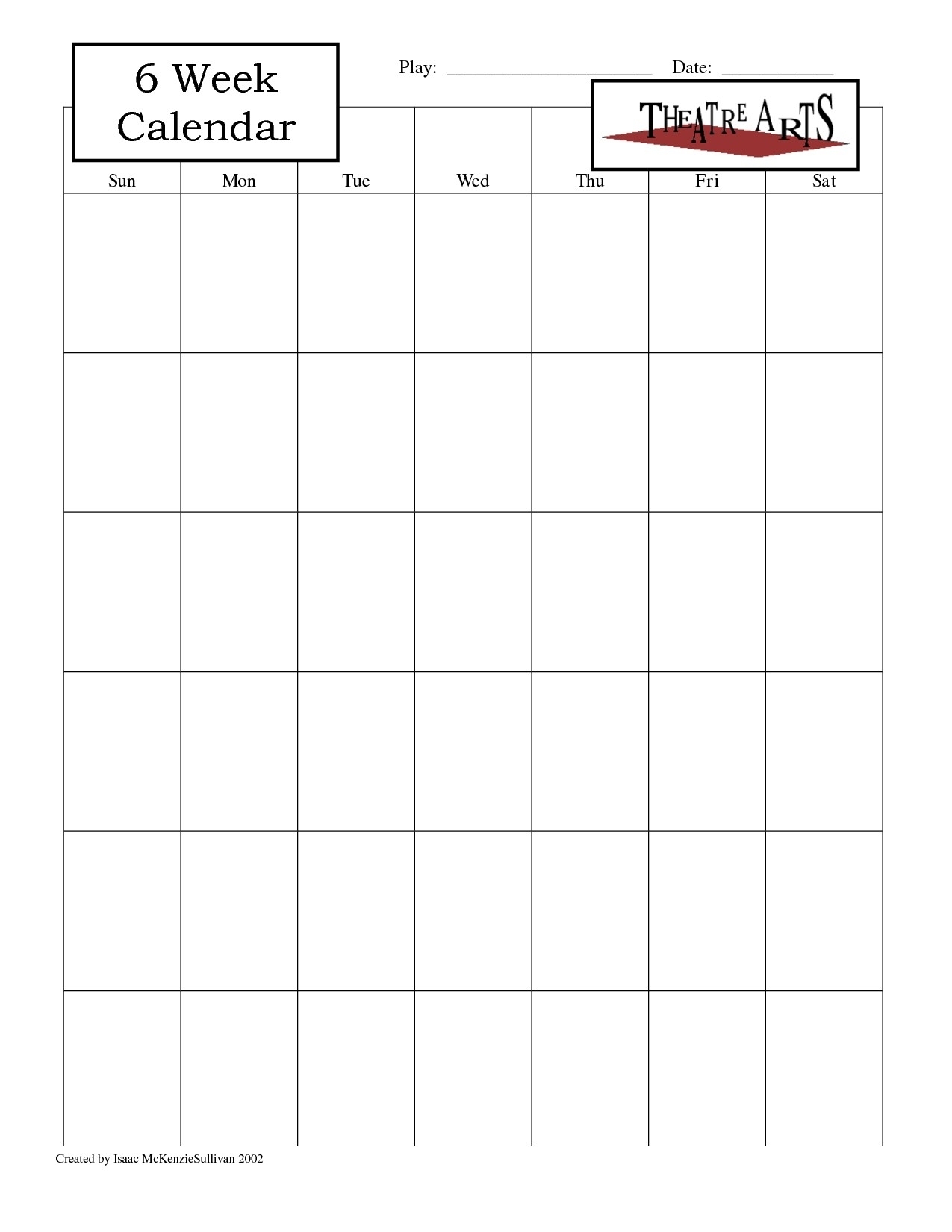 Incredible Blank Six Week Calendar Printable Printable Blank Calendar 