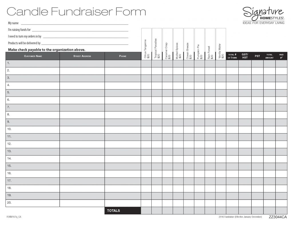 Cash Calendar Fundraiser Template Free