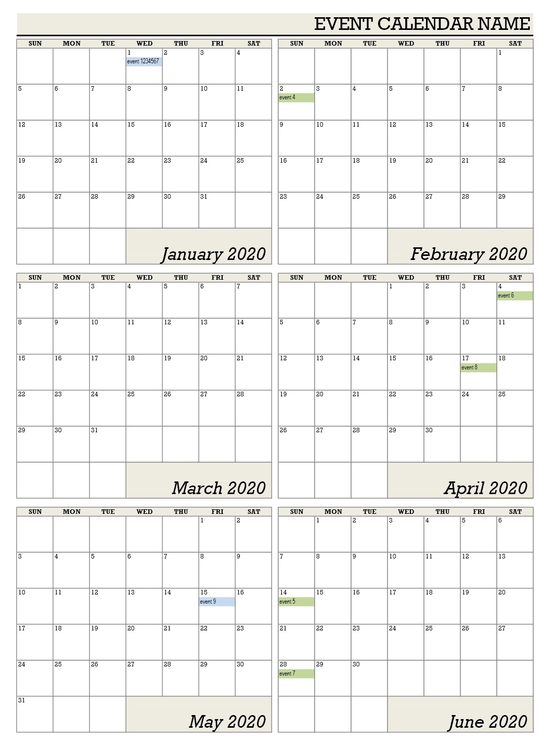 Incredible 6 Month Fill In Calendar On One Page Printable Blank 
